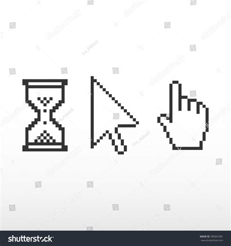 Pixel Cursors Mouse Hand Arrow Mouse Stock Vector Royalty Free Shutterstock