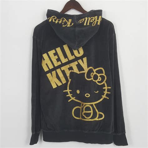 Hello Kitty Womens Black Hoodie Depop