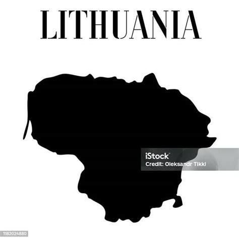 리투아니아 단단한 국가 윤곽 선 실루엣 고립 된 개체와 텍스트와 배경에 기호와 흑백 벡터 그림 세계지도 국가 설정에서 가정 생활에 대한 스톡 벡터 아트 및 기타 이미지