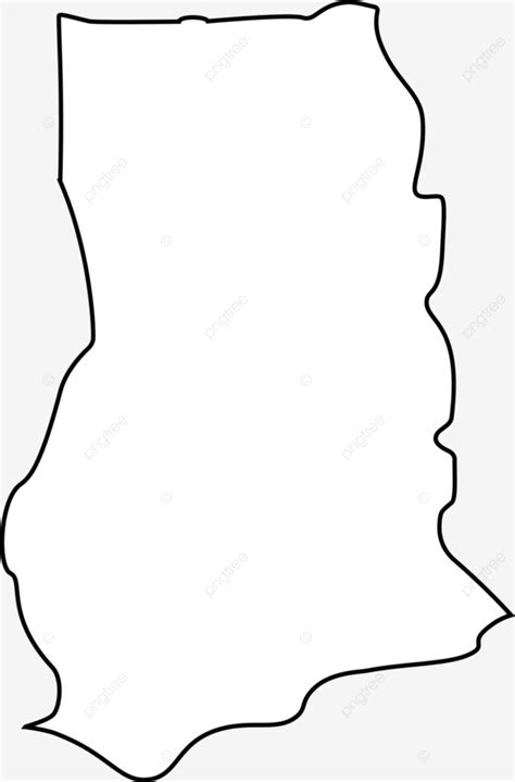 Map Of Ghana Outline Flat White Silhouette Vector Flat White