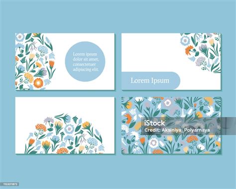 명함 서식 파일입니다 파란색과 흰색 배경 완벽 한 패턴에 봄 꽃 디자인 벡터 일러스트입니다 가리기에 대한 스톡 벡터 아트 및 기타 이미지 Istock