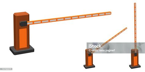 자동 장벽 흰색 배경에 고립입니다 벡터 일러스트입니다 0명에 대한 스톡 벡터 아트 및 기타 이미지 0명 3차원 형태 Dimetric Projection Istock