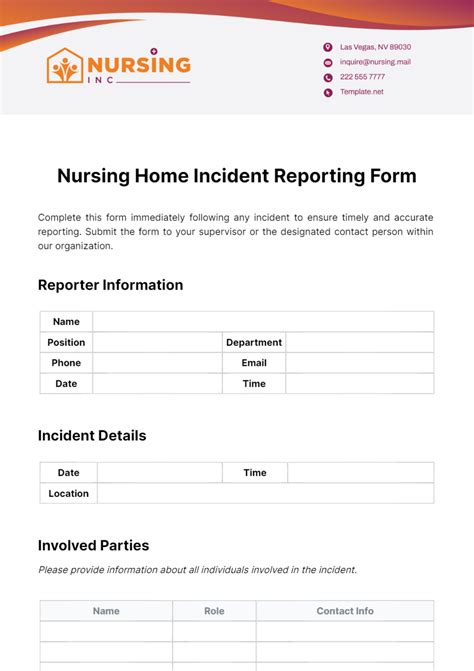 Free Nursing Home Incident Reporting Form Template To Edit Online