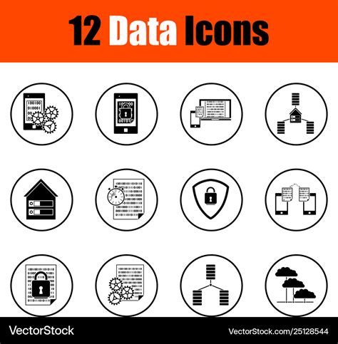 Data Icons Set Royalty Free Vector Image Vectorstock