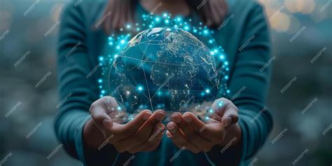 Premium Photo Exploring The World With Artificial Intelligence Person Holding Earth Map