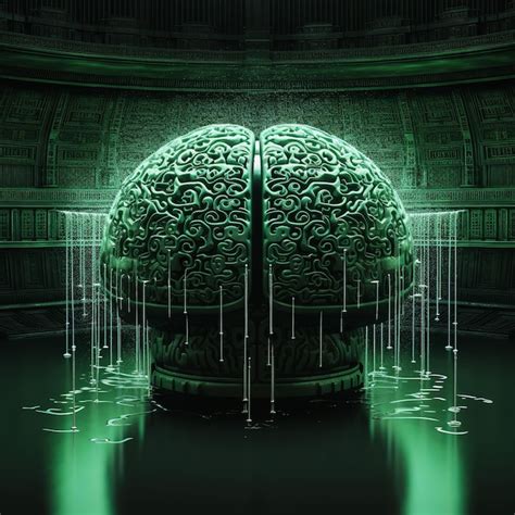 Premium Photo Illustration Of Green Ascii Art Of A Brain Submerged In