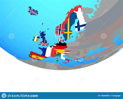 Europa Occidental Con Las Banderas En El Globo Stock de ilustración