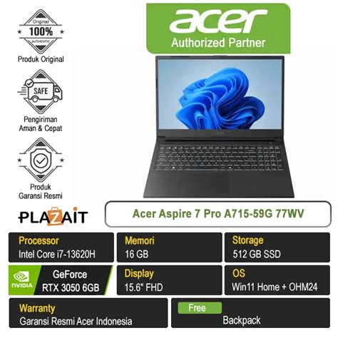 Acer Aspire 7 Pro A715 59g 77wv Intel Core I7 13620h16gb512gb Ssd