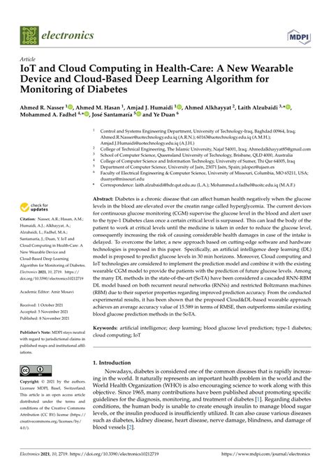 PDF IoT And Cloud Computing In Health Care A New Wearable Device And Cloud Based Deep
