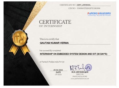 Gautam Kumar Verma On Linkedin Embeddedsystems Iot Internshipcompletion