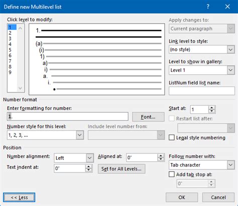 Basic Multilevel Paragraph Numbering