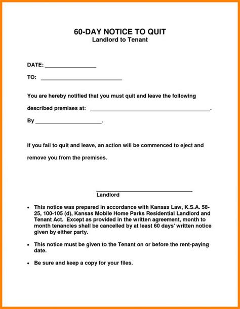 Texas Printable Tenant 60 Day Notice To Vacate Template The Delivery