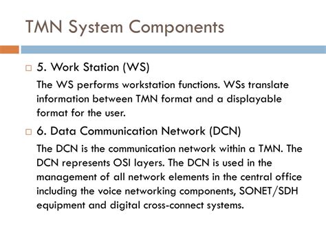 PPT Telecommunication Network Management Tmn Management Architecture