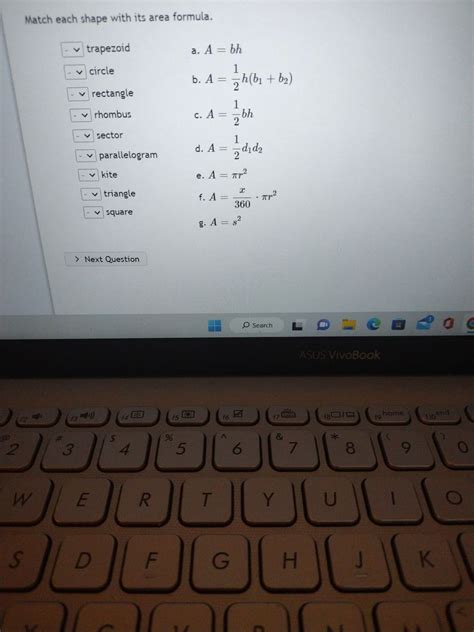 Answered Match Each Shape With Its Area Formula Bartleby