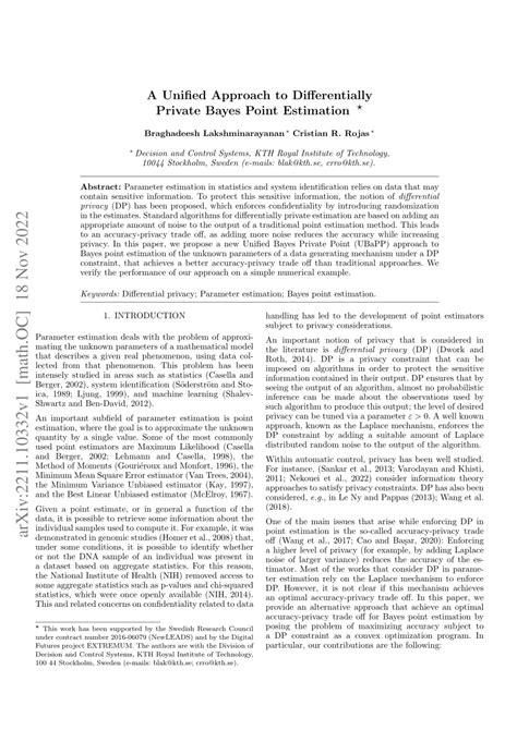 PDF A Unified Approach To Differentially Private Bayes Point Estimation