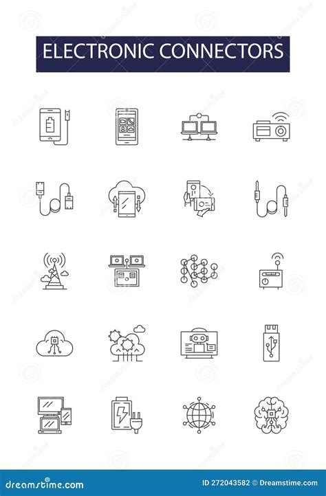 Electronic Connectors Line Vector Icons And Signs Pins Sockets Plugs Jacks Sma Connectors