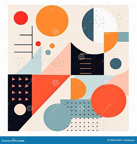 Abstract Geometric Illustration With Color Blocked Shapes And