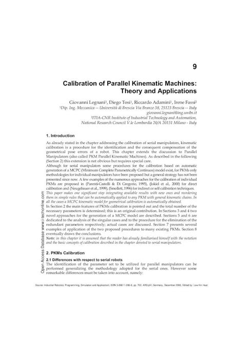 Pdf Calibration Of Parallel Kinematic Machines Theory And · 2018