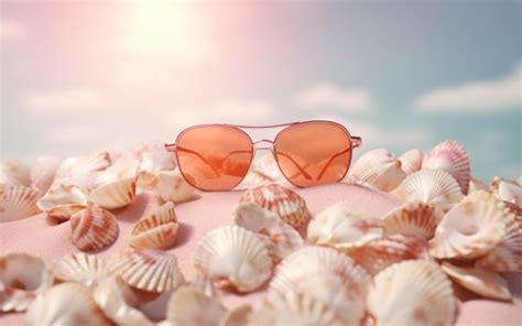Beach Sunglasses And Seashells Falling Summer Background 328