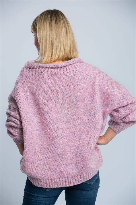 Sweter Rulon liliowy melanż STUDIO BORYCKA sklep z modą damską