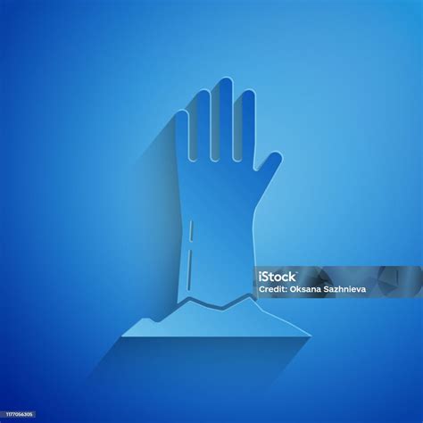 종이 는 파란색 배경에 고립 좀비 손 아이콘을 잘라 팔 괴물 죽은 해피 할로윈 파티 종이 아트 스타일입니다 벡터 일러스트레이션 개념에 대한 스톡 벡터 아트 및 기타 이미지