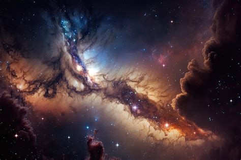 Premium Ai Image Galatic Starscape In Space Panorama Starry Galaxy Filled Nebula Filled The