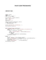 N C Lab8 Docx MULTI CLIENT PROGRAMNS SERVER PY SIDE Import Socket