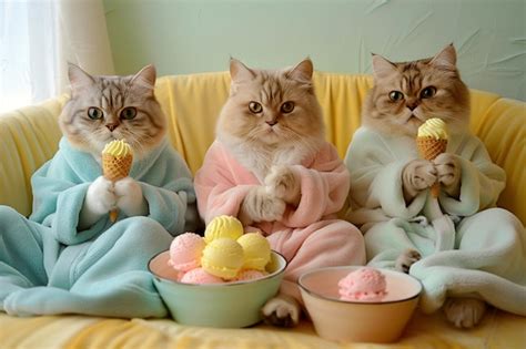 Premium Photo The Picture Shows Three Adorable Cats