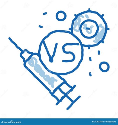 Antivirus Injectie Doedle Pictogram Hand Getekende Illustratie Vector