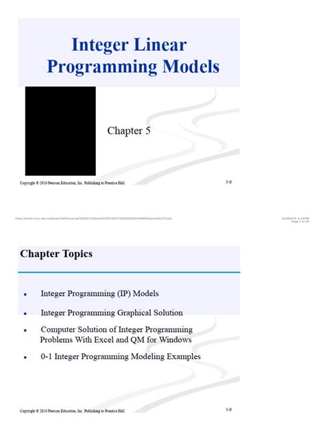 Integer Linear Programming Models: 2024/4/15, 5 33 PM Page 1 of 46 | PDF | Linear Programming ...