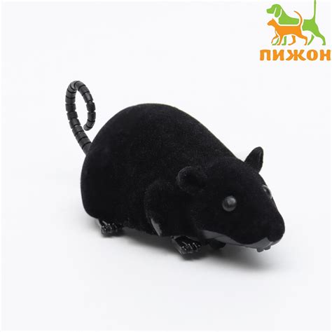 Мышь заводная бархатная, 12 см, чёрная (7793266) - Купить по цене от ...
