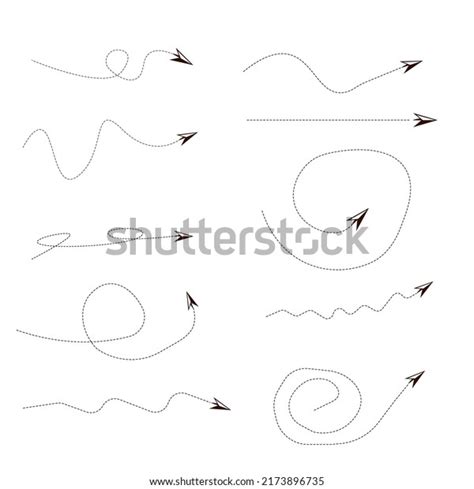 Set Dashed Line Arrows Stock Vector Royalty Free 2173896735