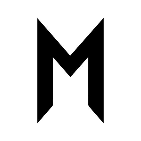 M文字の黒いシルエットロゴデザインと白い背景のロゴタイプのベクトルイラスト Premiumベクトル素材