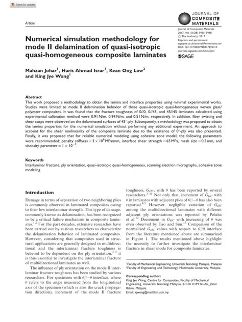 Numerical Simulation Methodology For Mode Ii Delamination Of Quasi