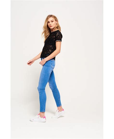 Womens Tori All Over Lace Top In Black Superdry