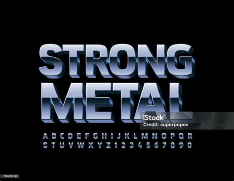 벡터 강한 금속 대문자 글꼴입니다 3d 크롬 알파벳 강철에 대한 스톡 벡터 아트 및 기타 이미지 강철 개념 그래픽 프린트