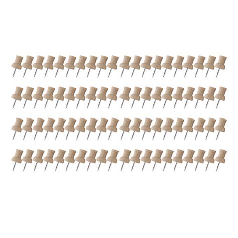 80pcs H Shape Wood Decorative Push Pins Wood Head And Steel Needle