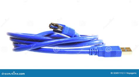 USB Cable Isolated On White Stock Photo Image Of Component Transmission