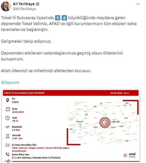 Afad Duyurdu Tokatta Korkutan Deprem Olumsuz Bir Durum Var Mı
