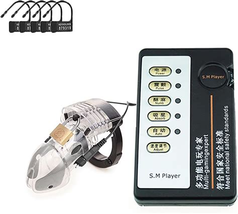 Selgurfos Male Chastity Cage Set With Electric Shock Host Adjustable