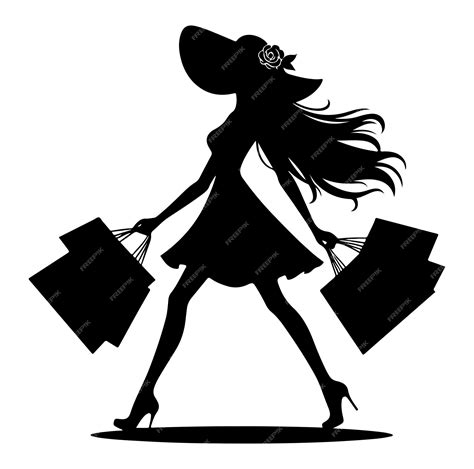 Premium Vector Shopping Girl Vector Silhouette
