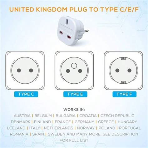 Pc Black Travel Adapter For Uk To Eu Type C E F Plug Adaptor Universal Power Adapter For Uk