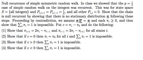 Null Recurrence Of Simple Symmetric Random Walk In Chegg