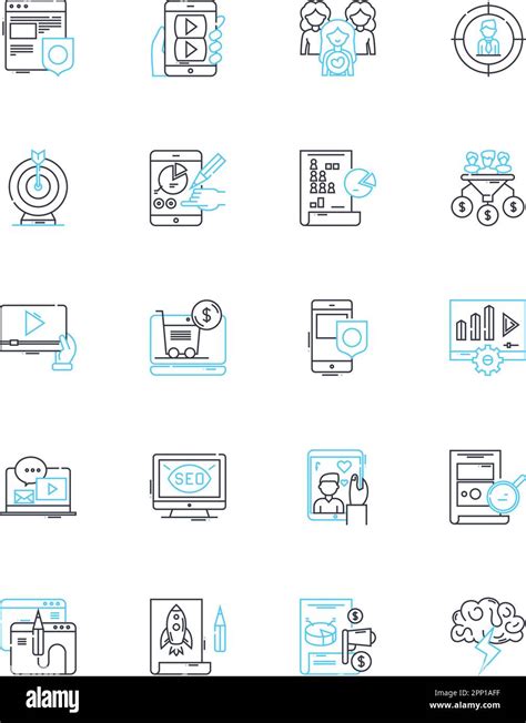 Content Marketing Linear Icons Set Strategy Engagement Storytelling Campaigns Optimization