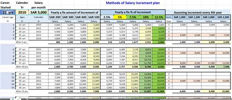 Professionals Salary Increment Table