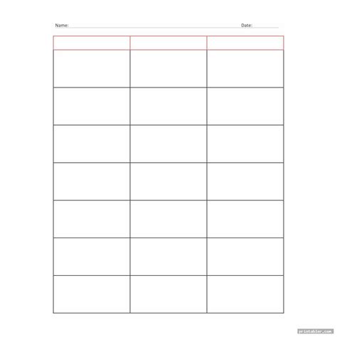 10 Column Blank Chart Printable