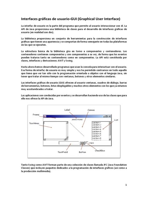 Interfaces Gráficas De Usuario Pdf Java Lenguaje De Programación