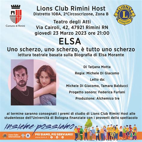 Elsa Uno Scherzo Uno Scherzo è Tutto Uno Scherzo Lions Club Rimini