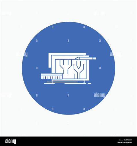 Architecture Blueprint Circuit Design Engineering White Glyph Icon In Circle Vector Button