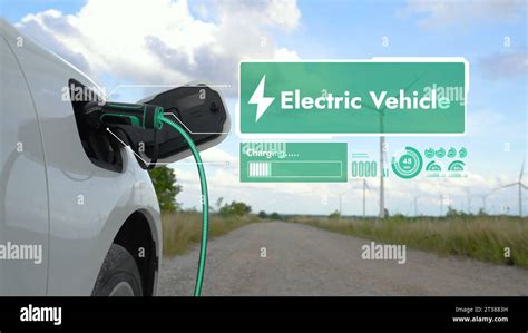 Electric Car Recharging Energy From EV Charging Station Display